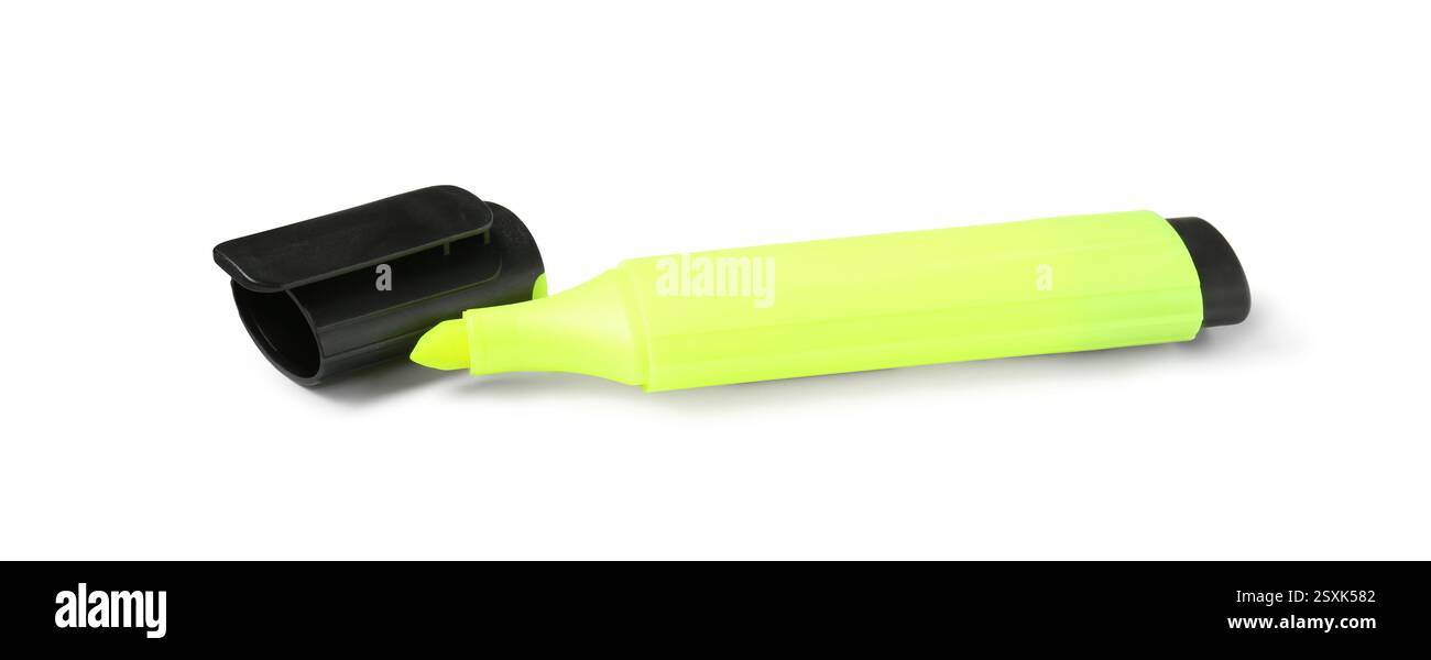 Bright highlighter and cap isolated on white Stock Photo - Alamy