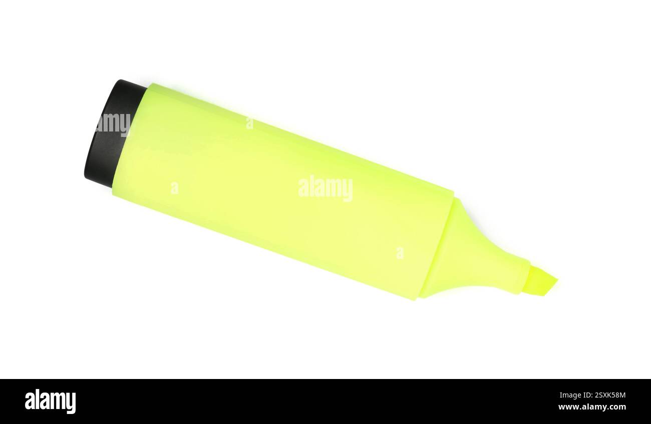One highlighter isolated on white, top view Stock Photo - Alamy