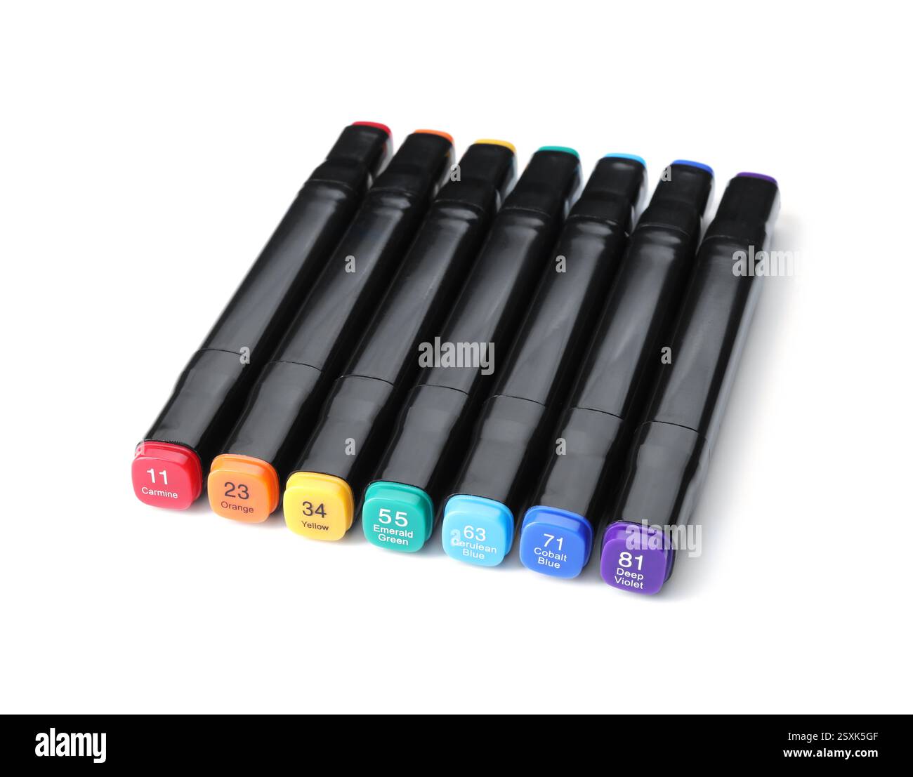 Colorful double sided markers isolated on white Stock Photo - Alamy
