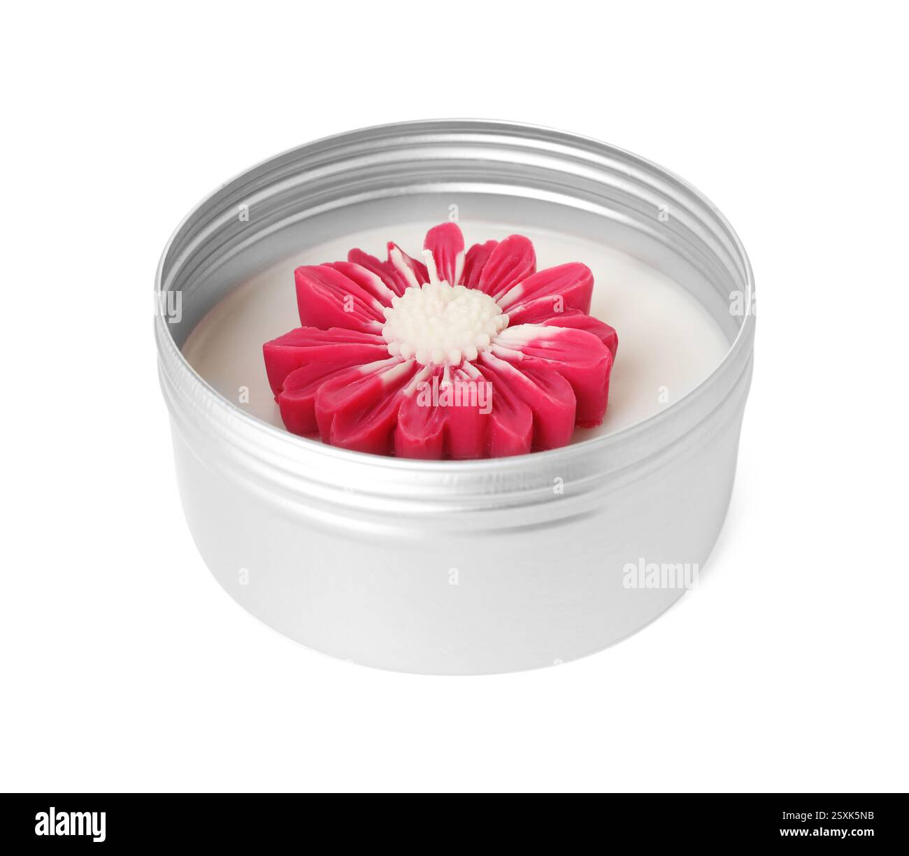 Beautiful pink flower-shaped candle isolated on white Stock Photo - Alamy