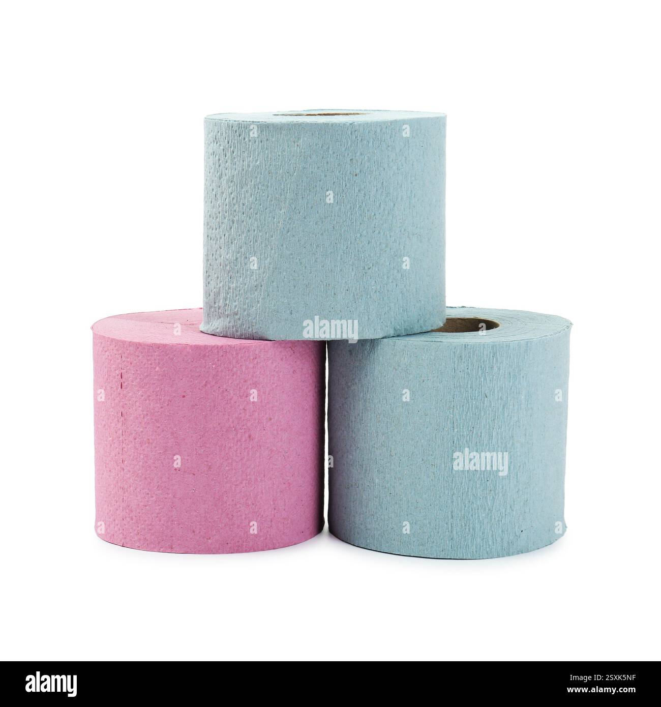 Stack of colorful toilet paper rolls isolated on white Stock Photo - Alamy