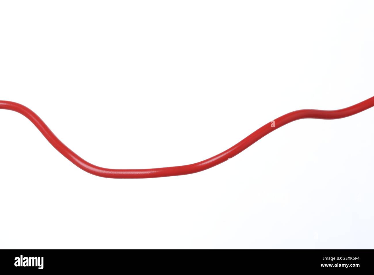 One red electrical wire on white background Stock Photo - Alamy