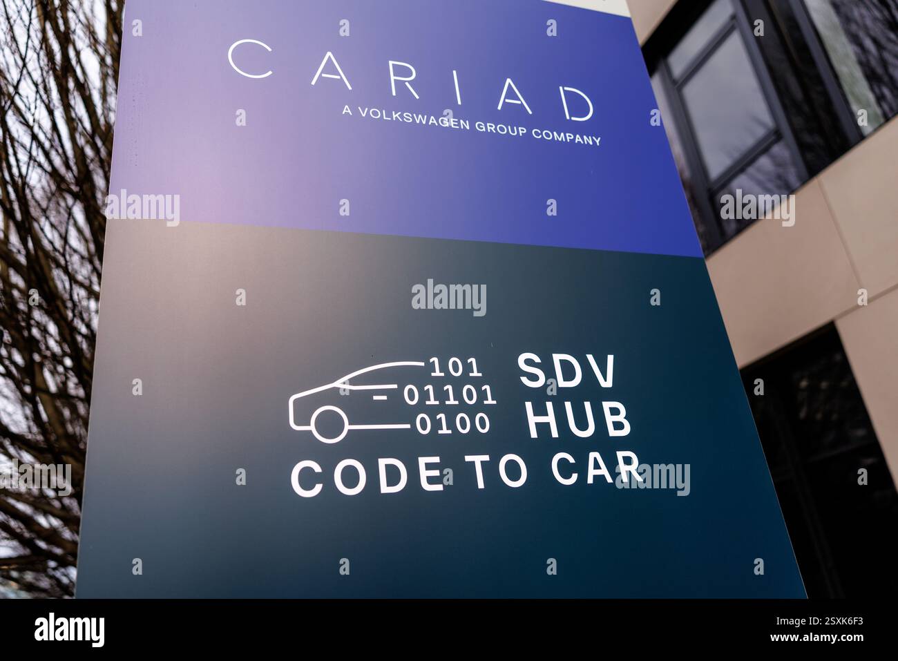 24 February 2025, Bavaria, Munich: The logo of Cariad SE, the automotive software brand in the ...