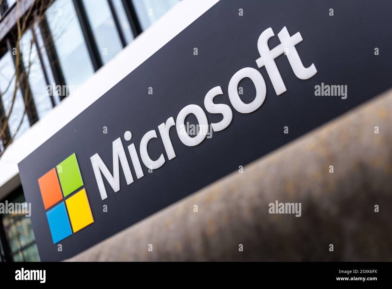 Munich, Germany. 24th Feb, 2025. The Microsoft logo and lettering can ...
