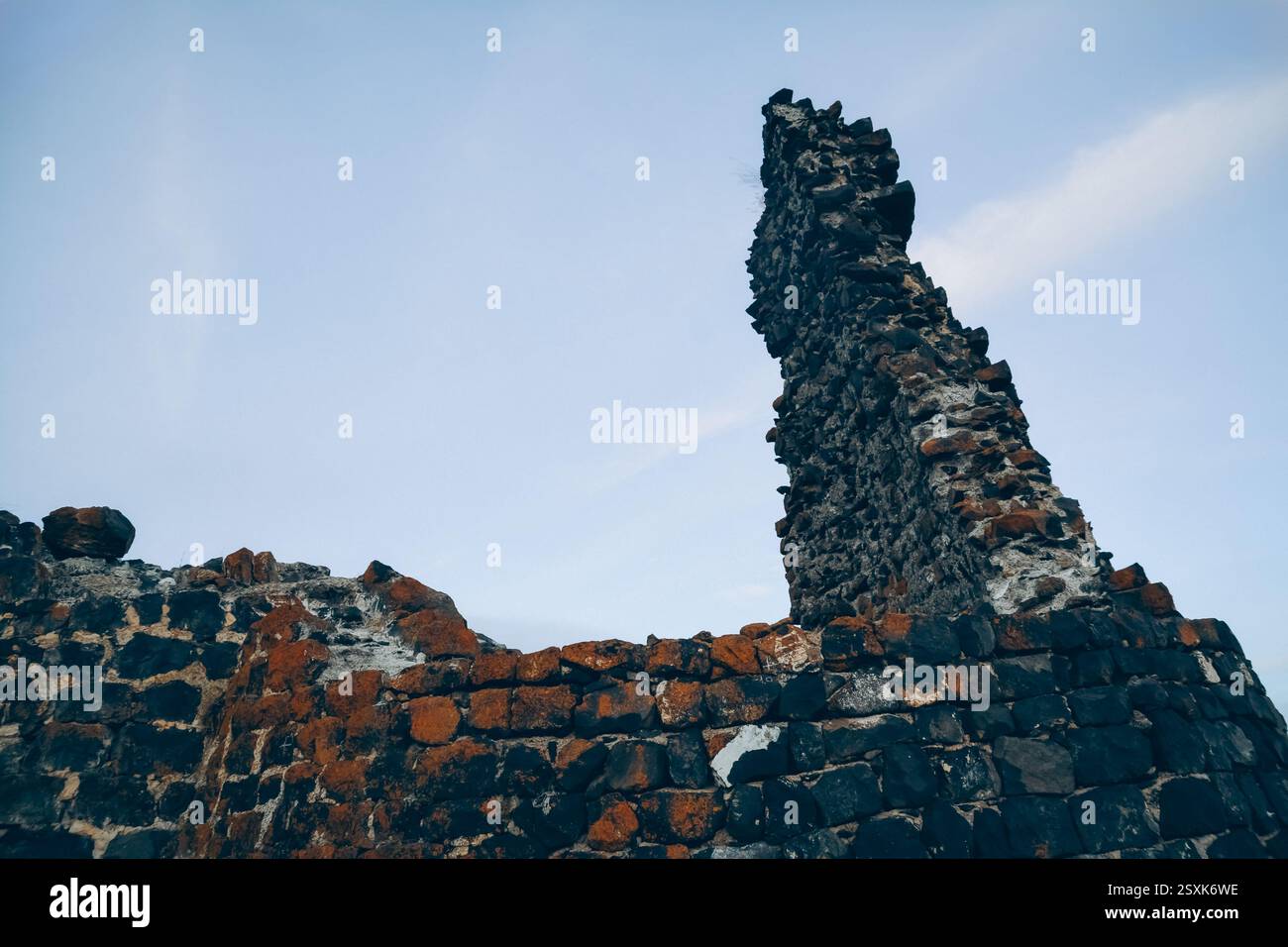 Abandoned castle. Castle ruins. Destroyed walls of an old fort. Old ...