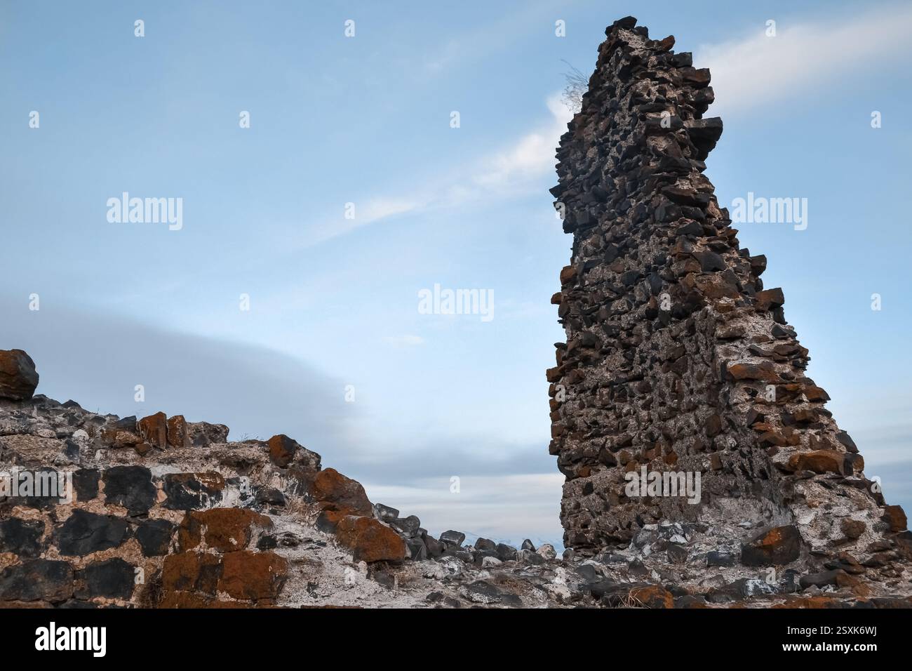 Abandoned castle. Castle ruins. Destroyed walls of an old fort. Old ...