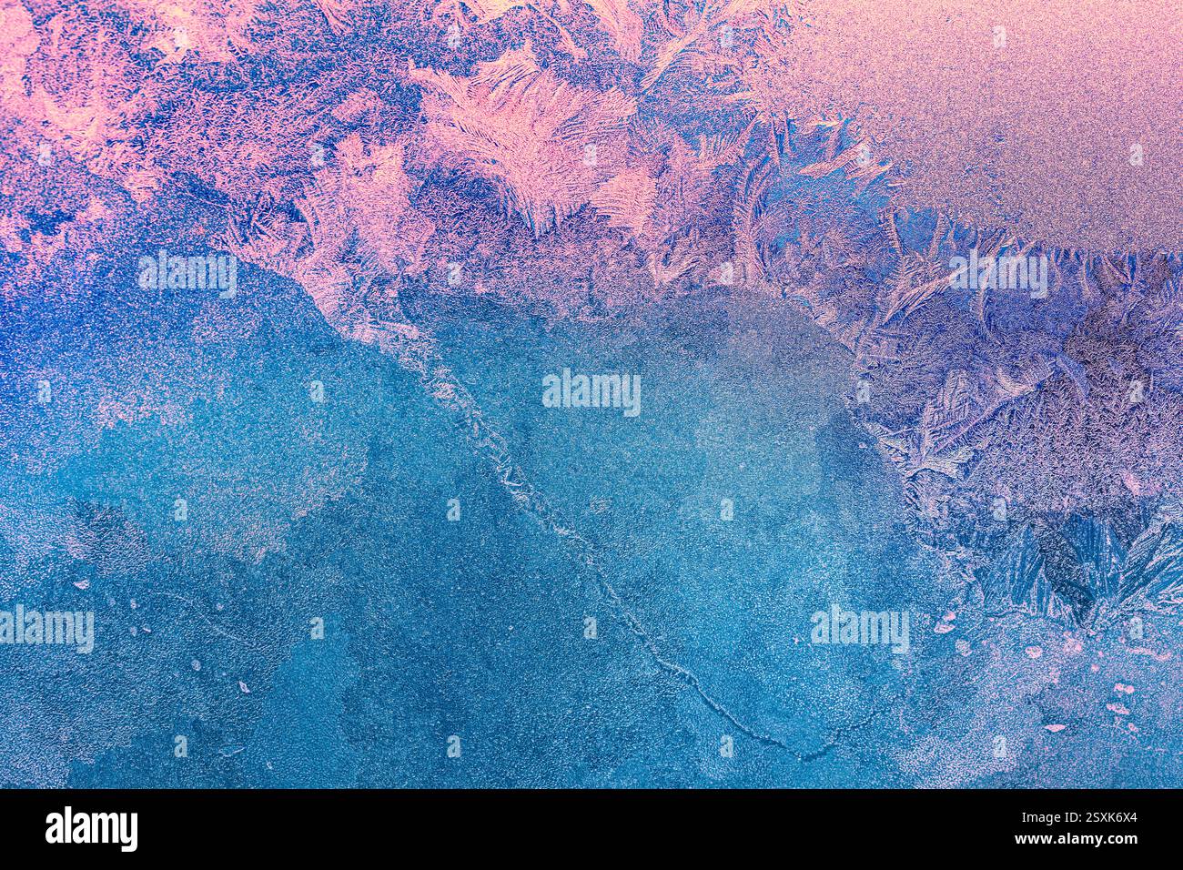 Ice texture on the frozen glass. Abstract background. Gradient color ...