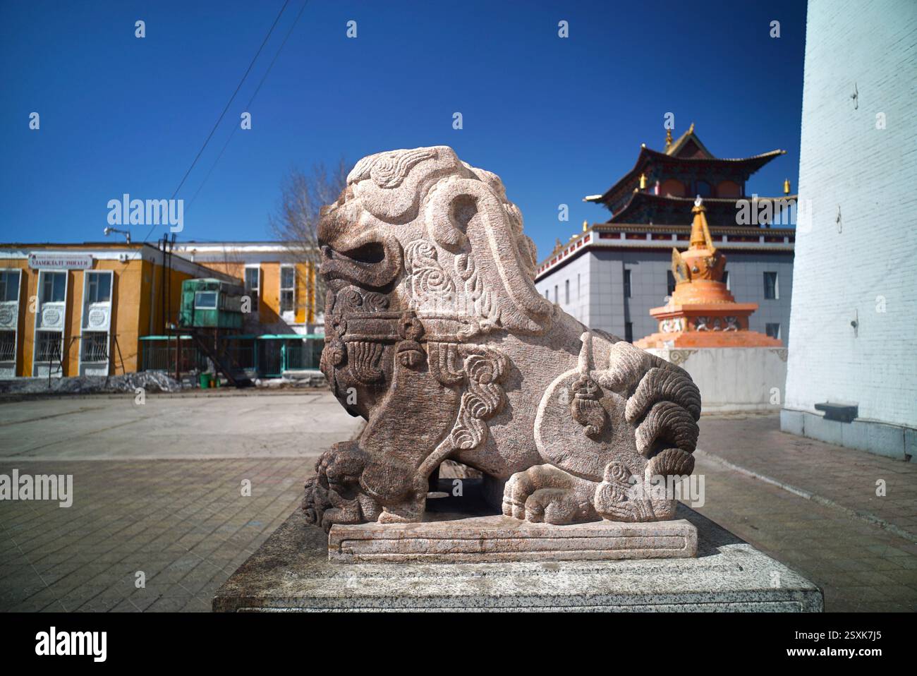The Gandantegchinlen Monastery in the Mongolian capital of Ulaanbaatar ...