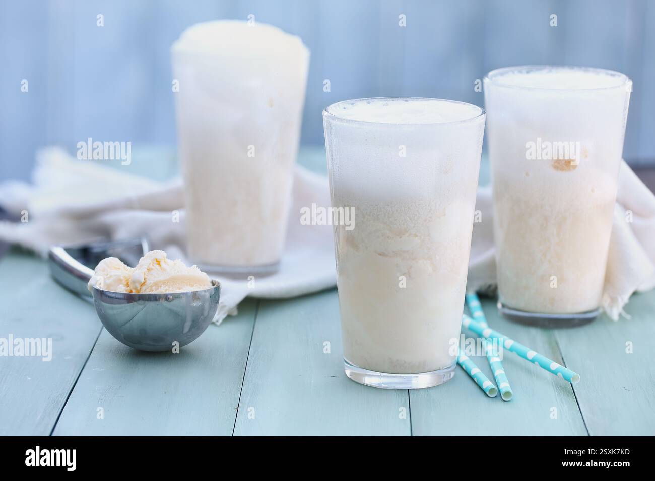 Three refreshing bubbly Boston Coolers. Vanilla ice cream with ginger ...