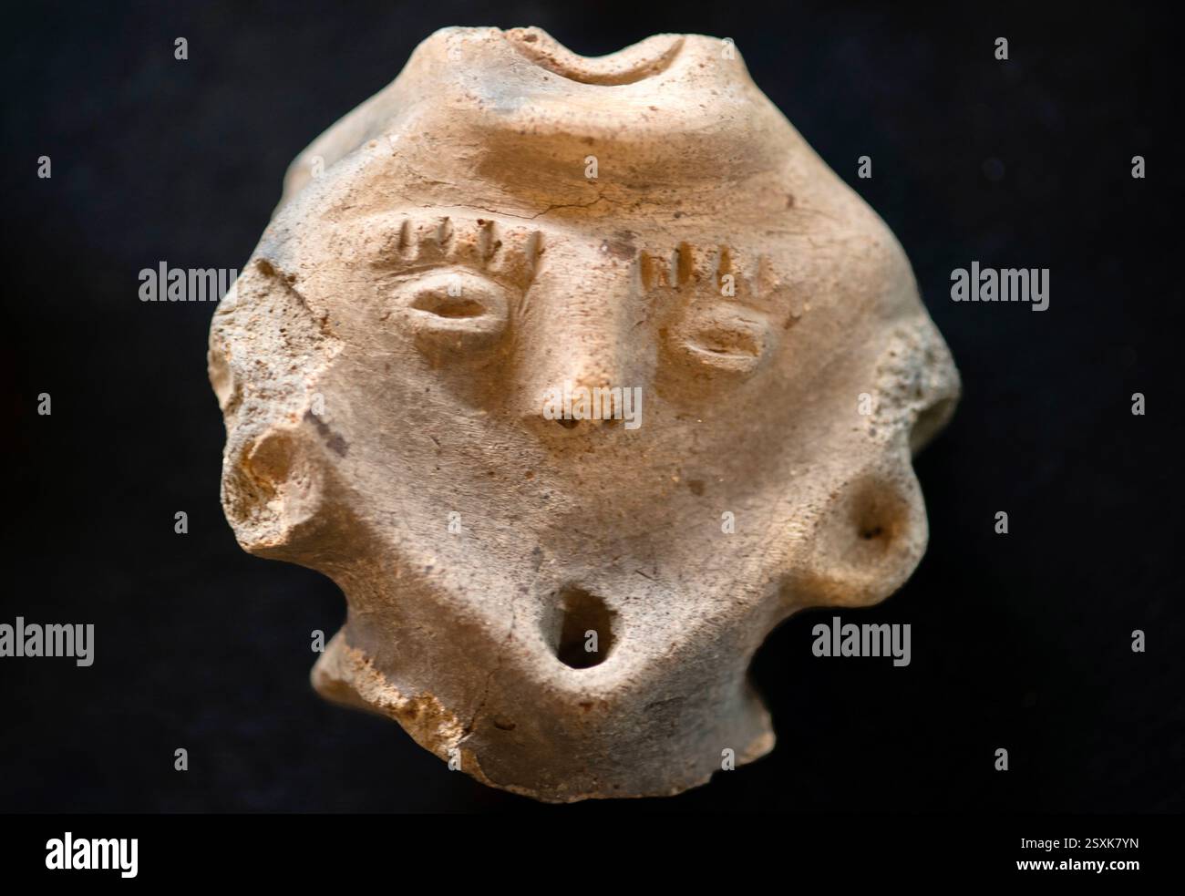 Photo shows an object dating back to the Jomon era (14000-300 BCE) on ...