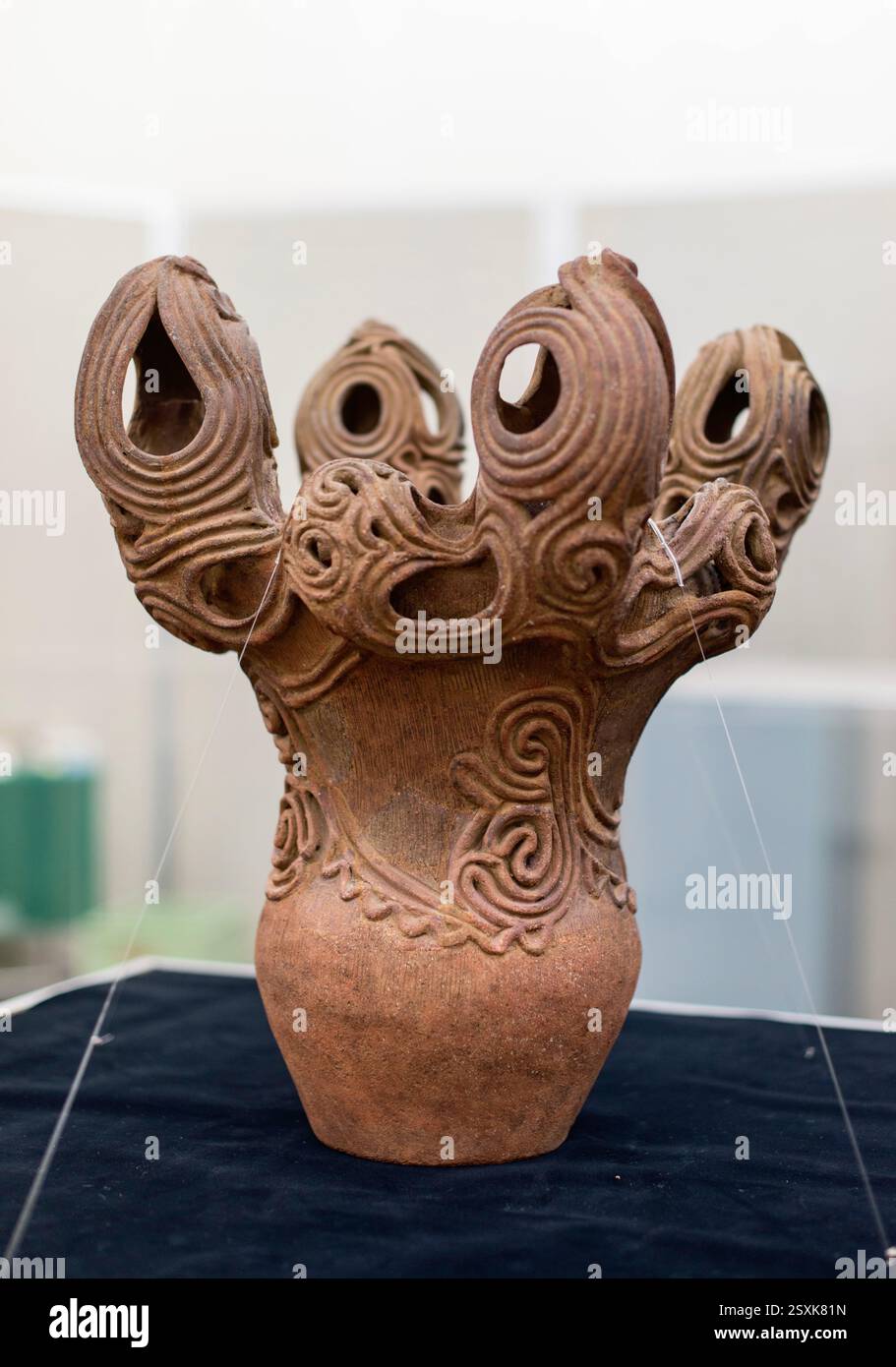 Photo shows pottery objects dating back to the Jomon era (14000-300 BCE ...