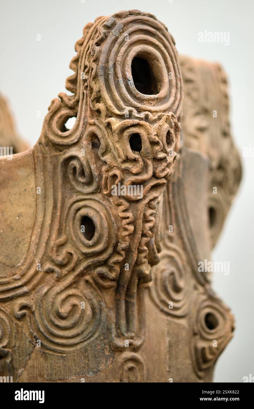 Photo shows pottery objects dating back to the Jomon era (14000-300 BCE ...