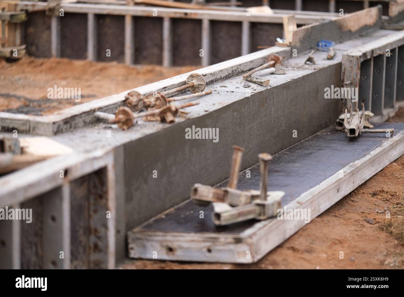 Construction of pile-grillage foundation. Monolithic foundation with ...