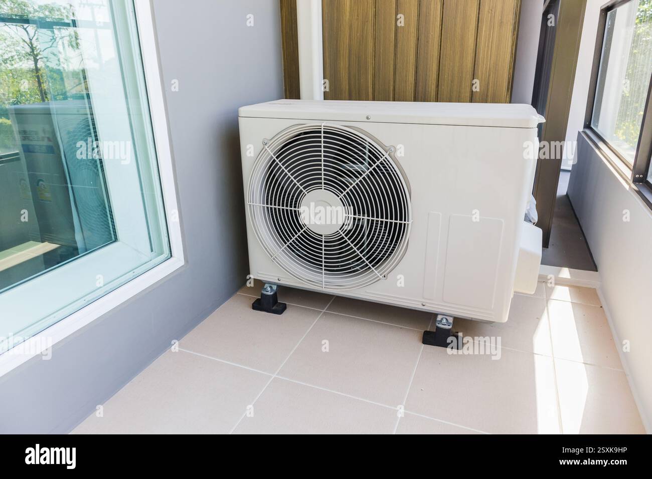 Air condition outdoor unit compressor install outside the house Stock ...