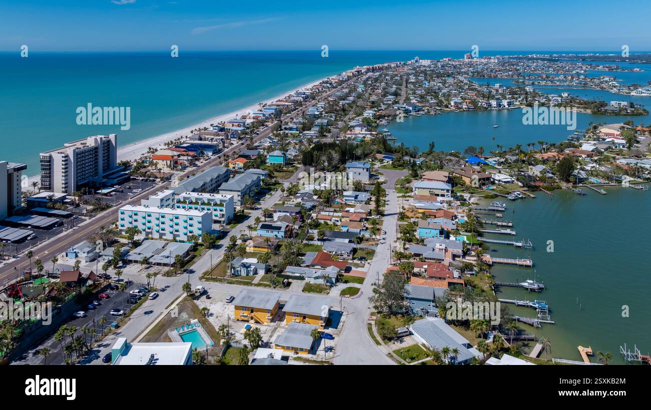 Madeira Beach, FL, USA - 02-23-2025: Winter aerial image of the ...