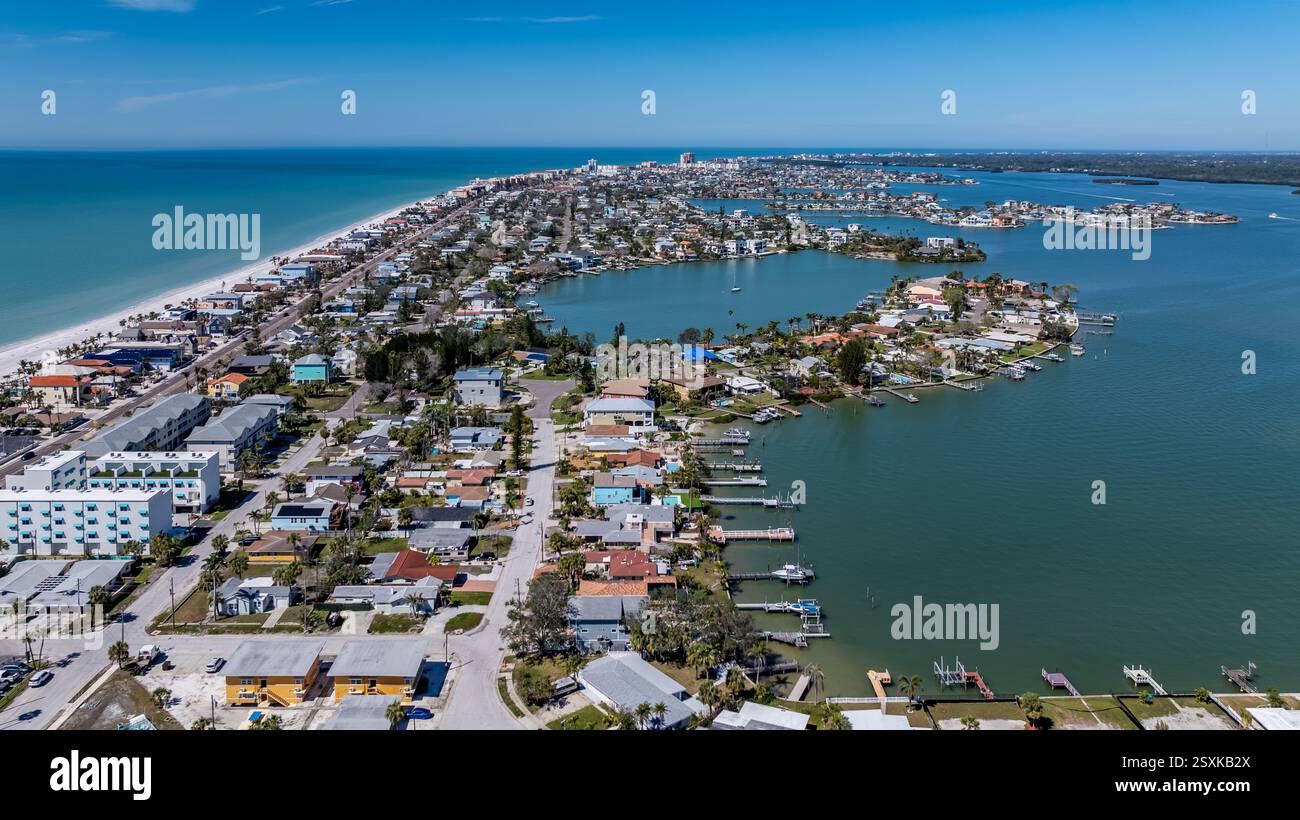 Madeira Beach, FL, USA - 02-23-2025: Winter aerial image of the ...