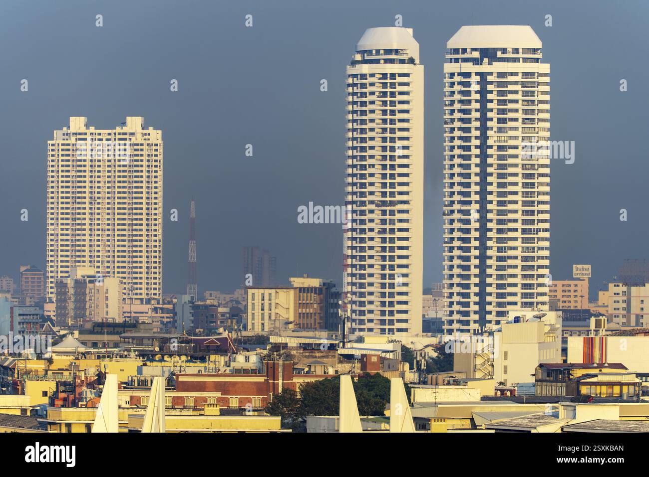 View at sunrise from Golden Mount to high-rise buildings with luxury ...
