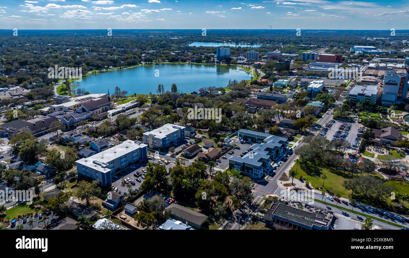 Lakeland, FL, USA - 02-23-2025: Winter aerial image of the City of ...