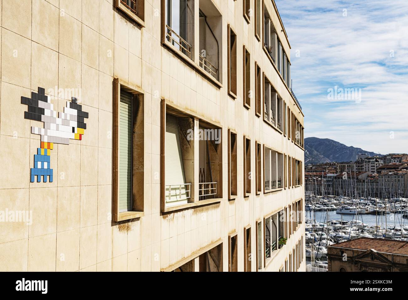Urban art by Invader, artist, artist, on house wall in Marseille ...