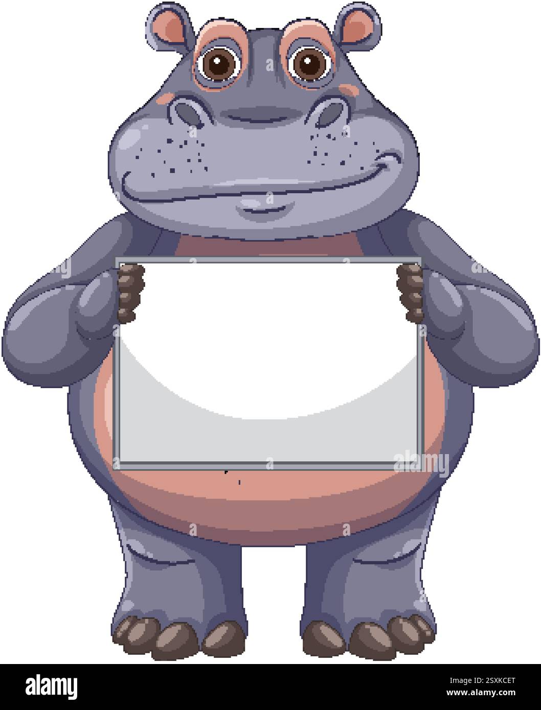 Cartoon hippo presenting a blank white sign Stock Vector Image & Art ...