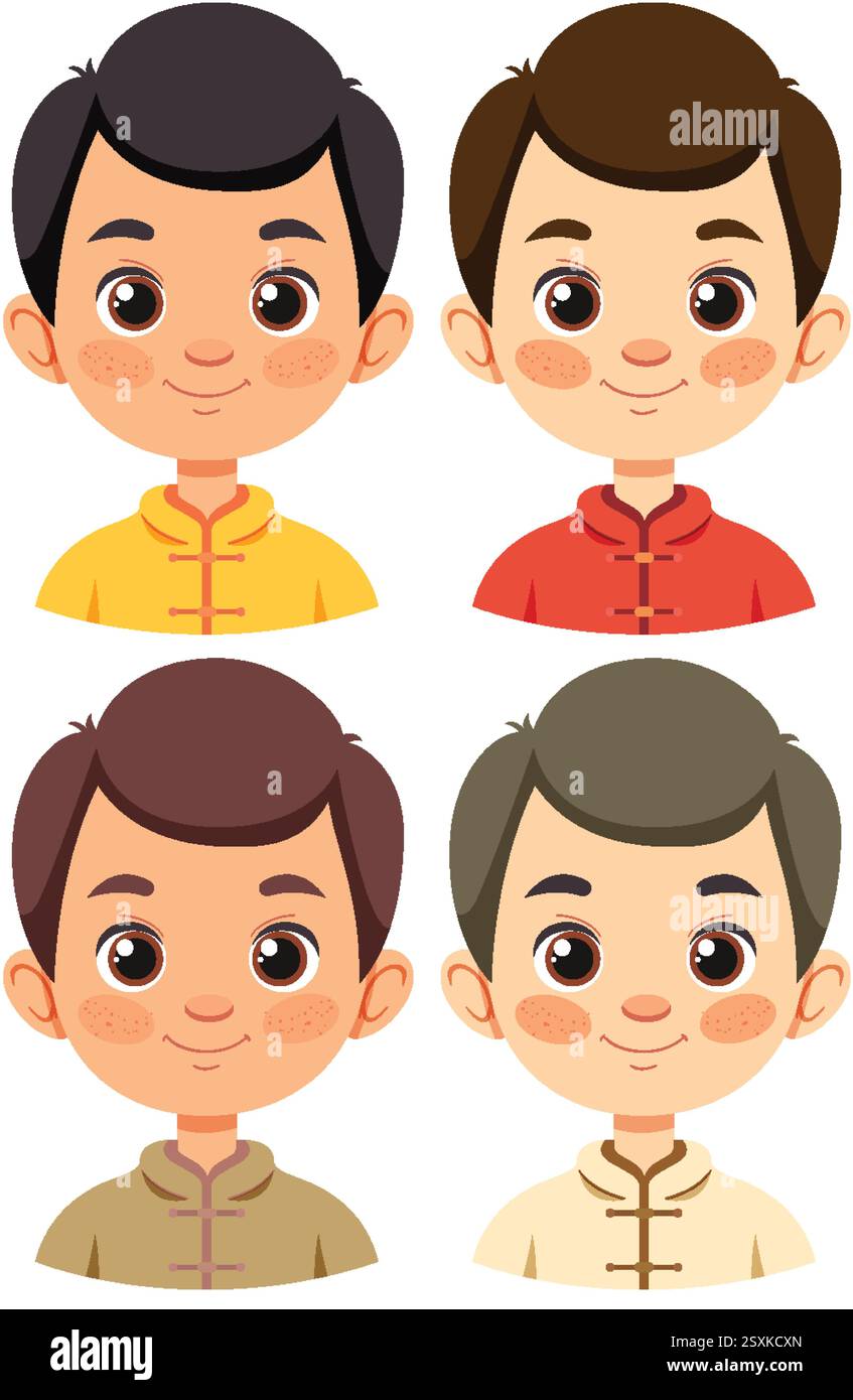 Four avatars wearing traditional Chinese attire Stock Vector Image ...
