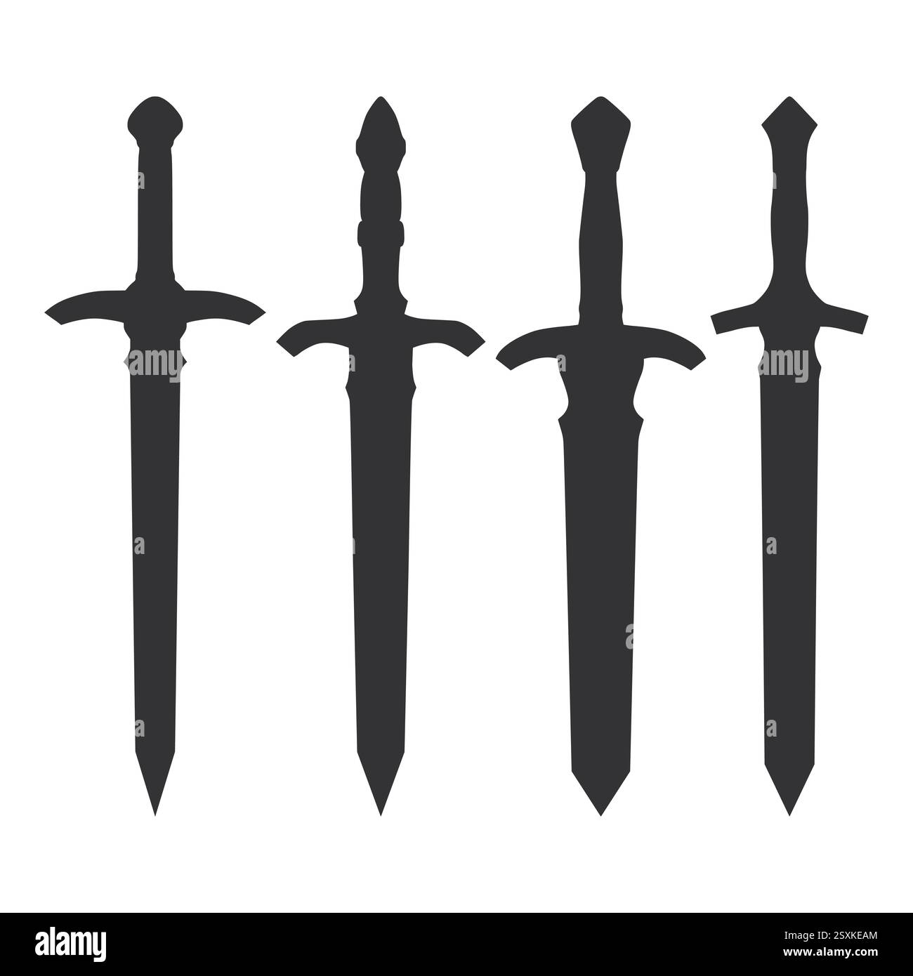 Sharp Medieval Sword Silhouette. Ancient Black Sword Silhouette. Long ...