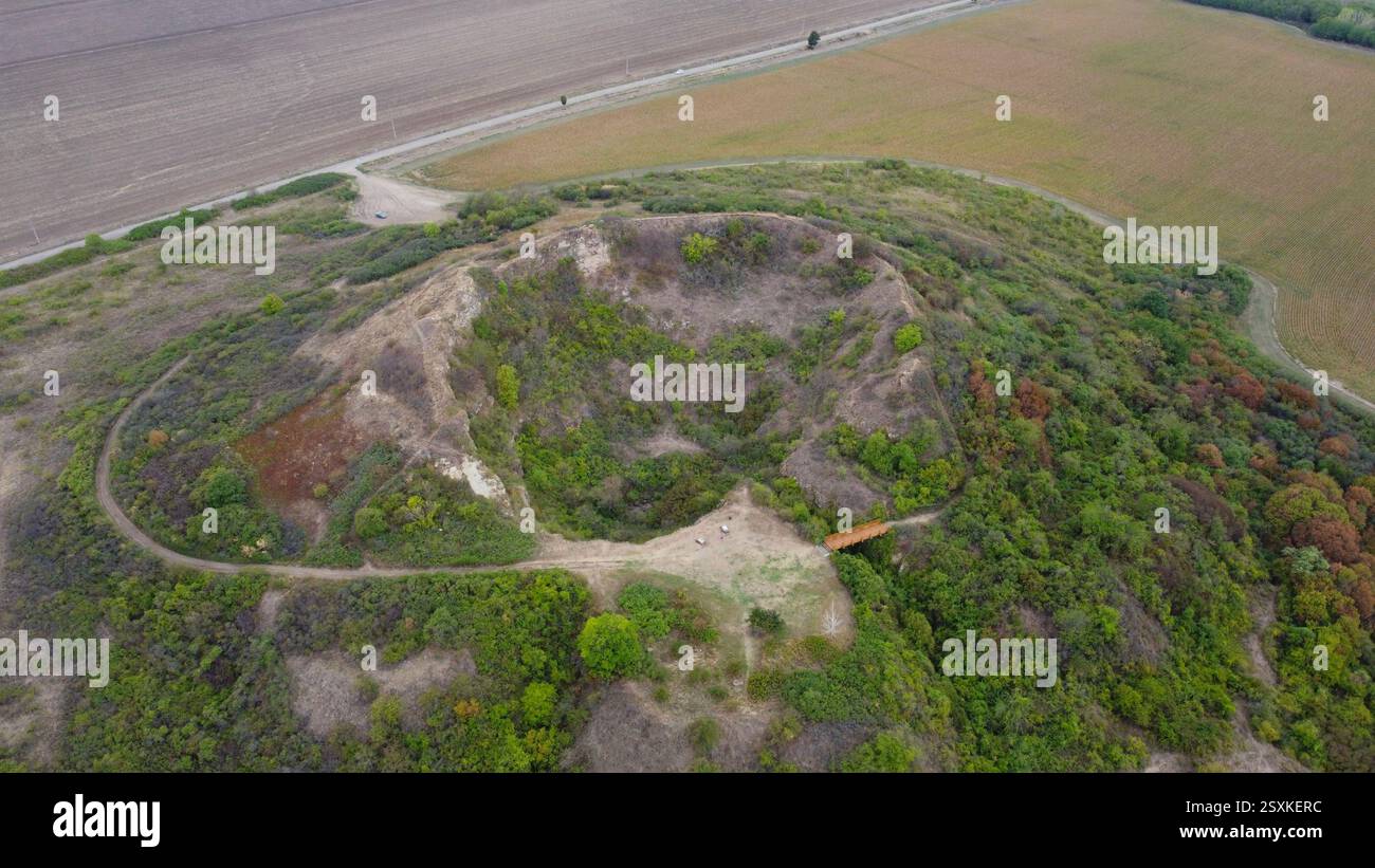 Eroded Extinct Volcano Crater in Pannon Geopark, Hungary, Aerial View ...