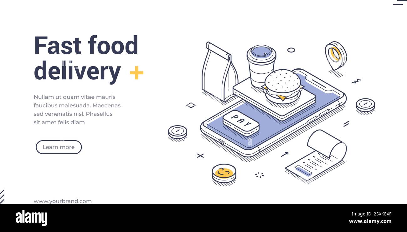 Fast food delivery web banner template. It features items like a burger ...