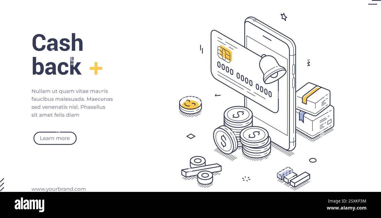 Cash back rewards concept web banner template. It includes a smartphone ...