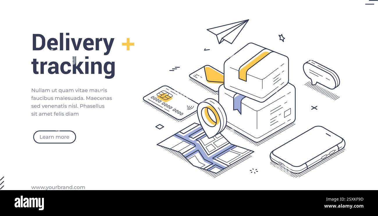 Web banner template focused on delivery tracking. It includes packages ...