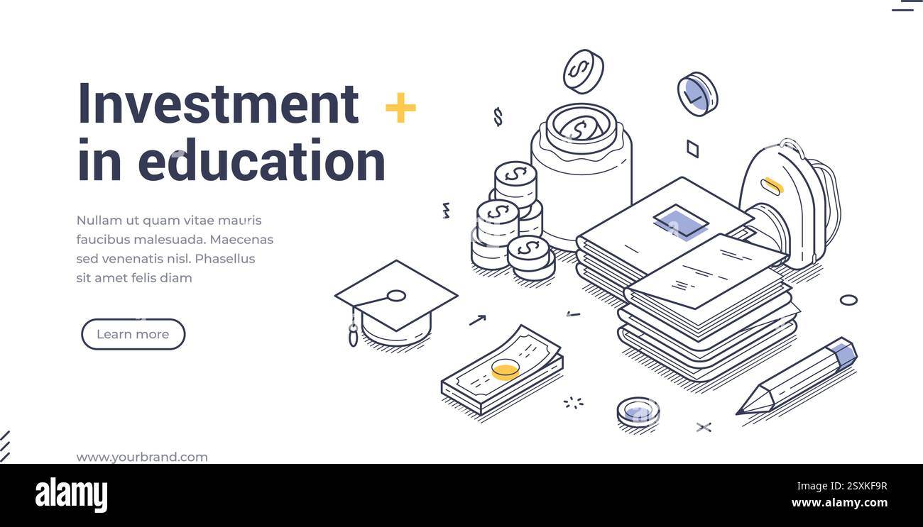 Concept of investment in education web banner template, showcasing ...