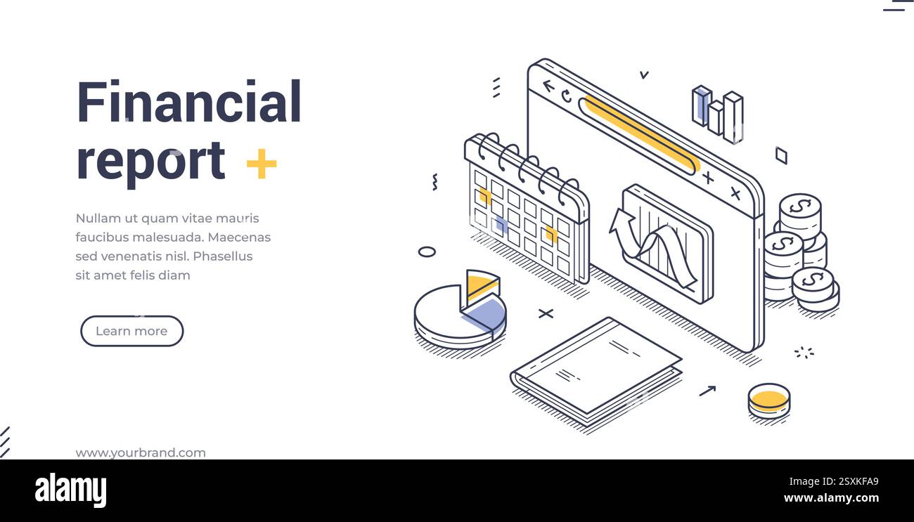 Web banner template for financial report presentations. Data ...