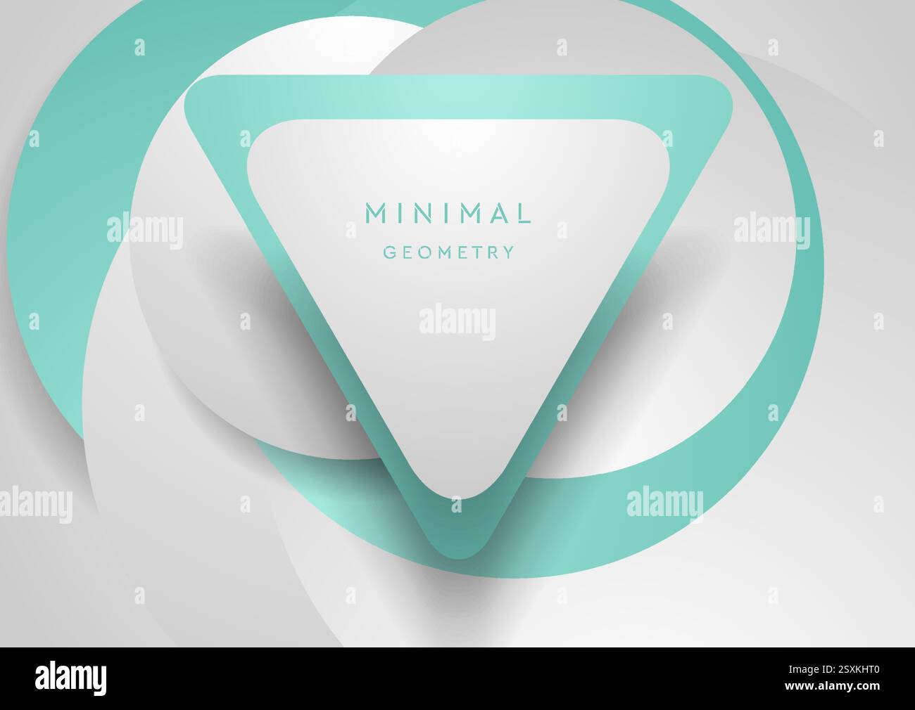Mint and grey paper triangles and circles abstract tech background ...