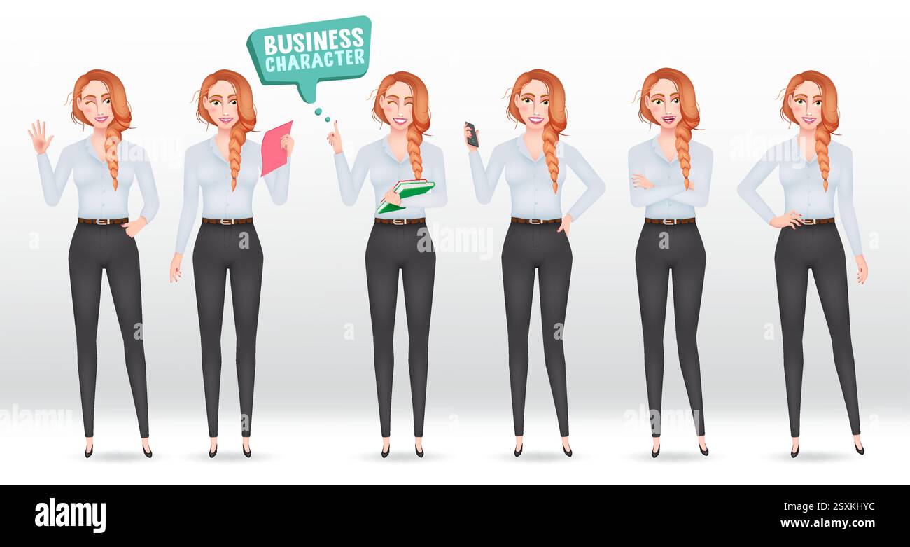 Businesswoman character vector set. Business woman secretary characters ...