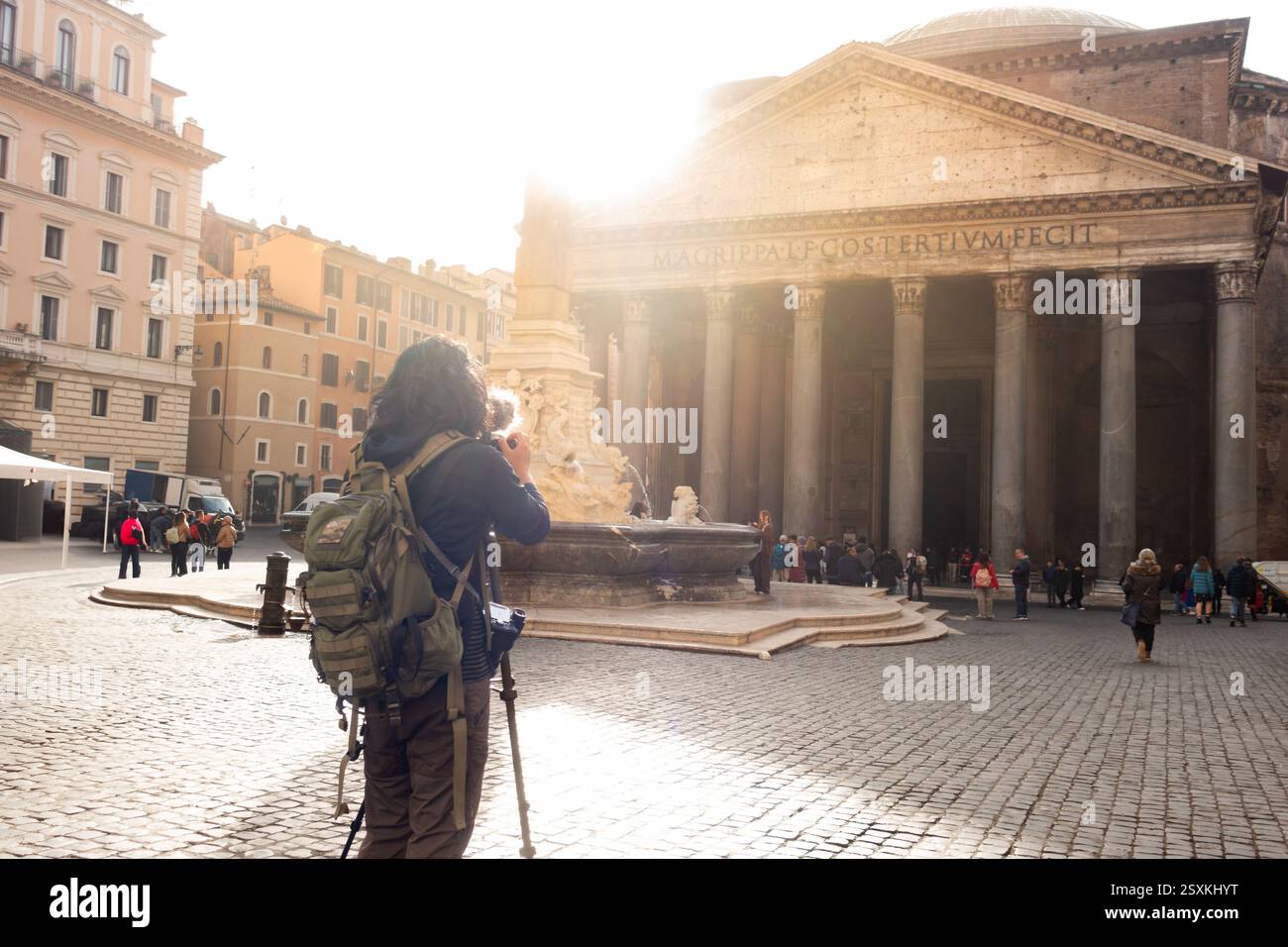 Rome, Italy - 8 January 2025: Tourist backpacker photographer with ...