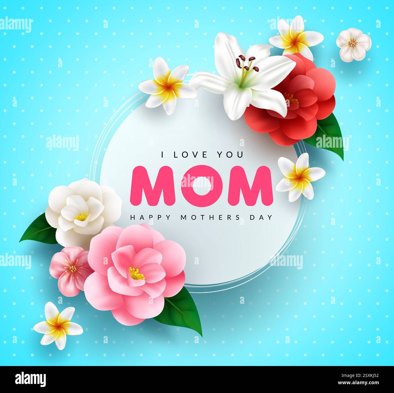 Mother's day vector template design. I love you mom text in circle ...