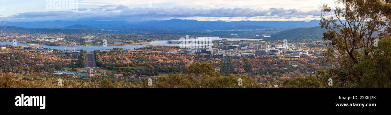 An ultrawide panorama of Canberra, the capital of Australia. Parliament ...