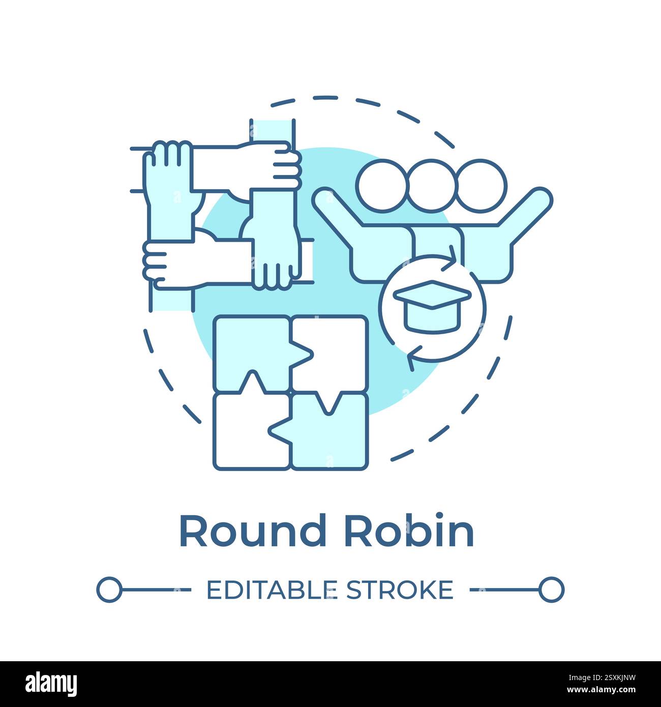 Round robin soft blue concept icon Stock Vector Image & Art - Alamy