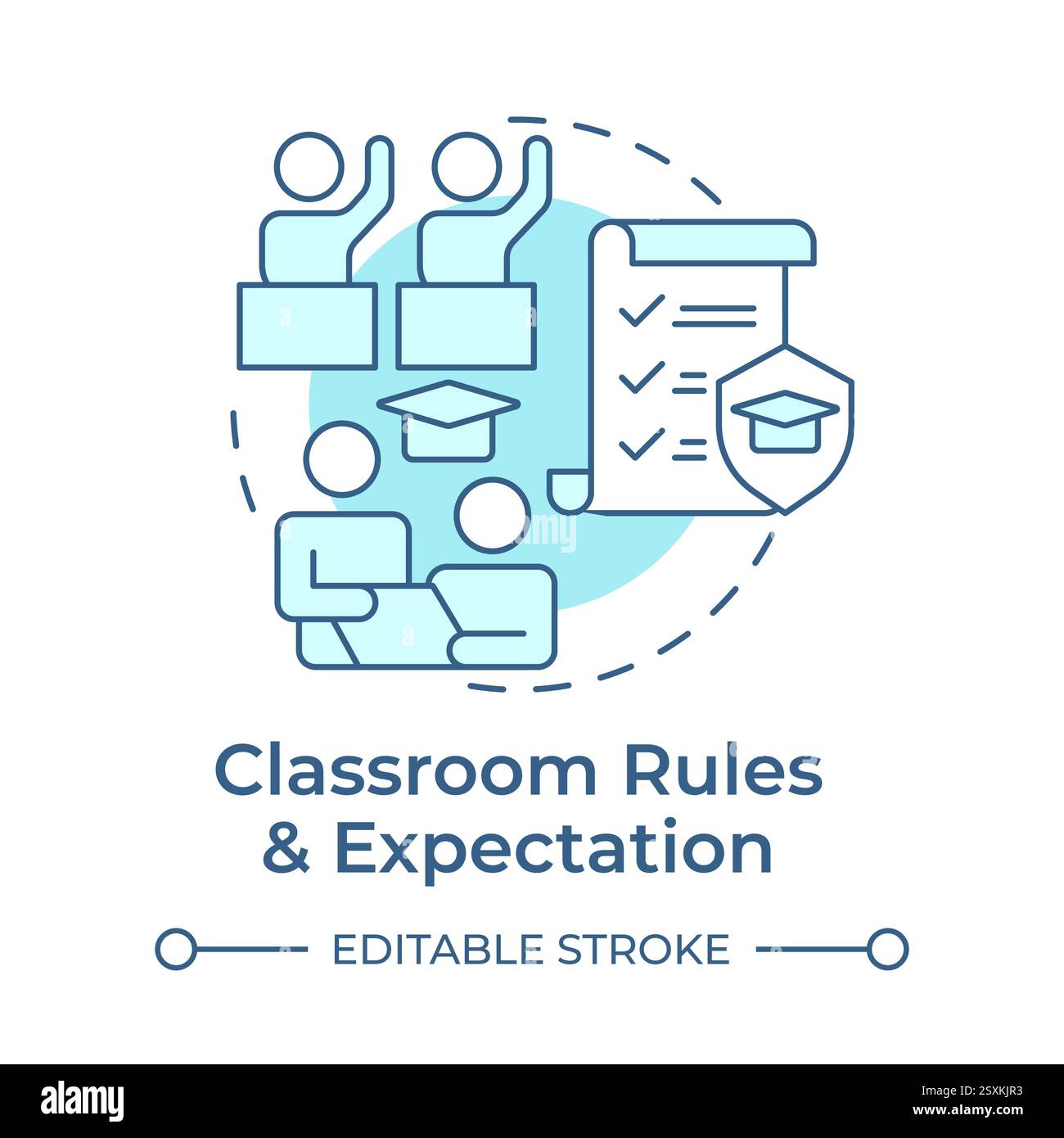 Classroom rules and expectation soft blue concept icon Stock Vector ...