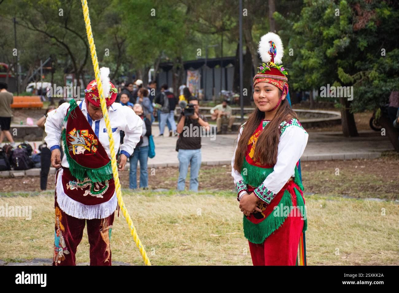 Mexico City, Mexico. 21st Feb, 2025. Female Voladoras de Papantla ...