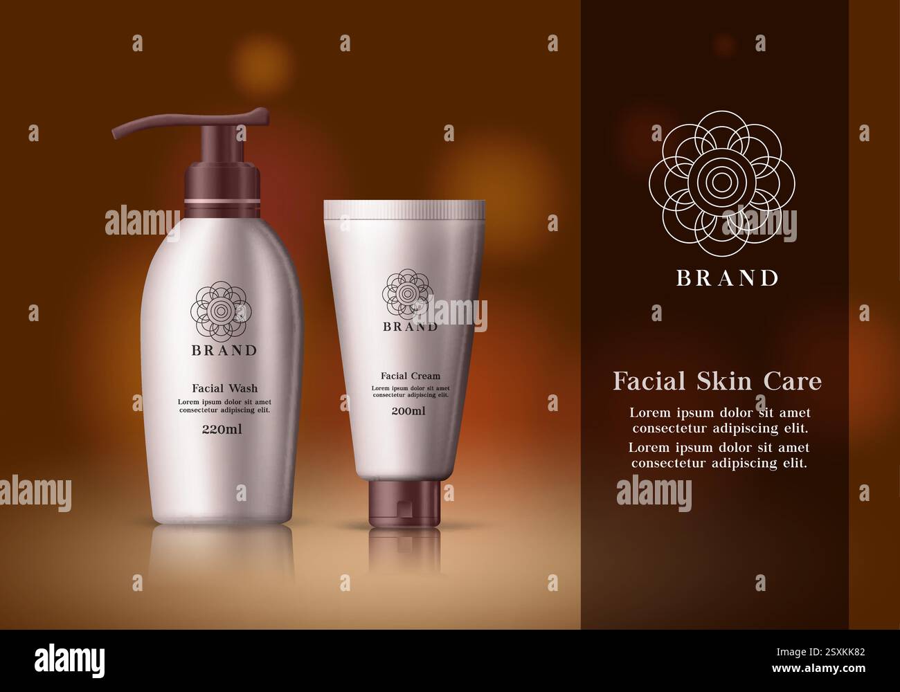 Skincare cosmetics vector banner template. Facial cosmetic products of ...