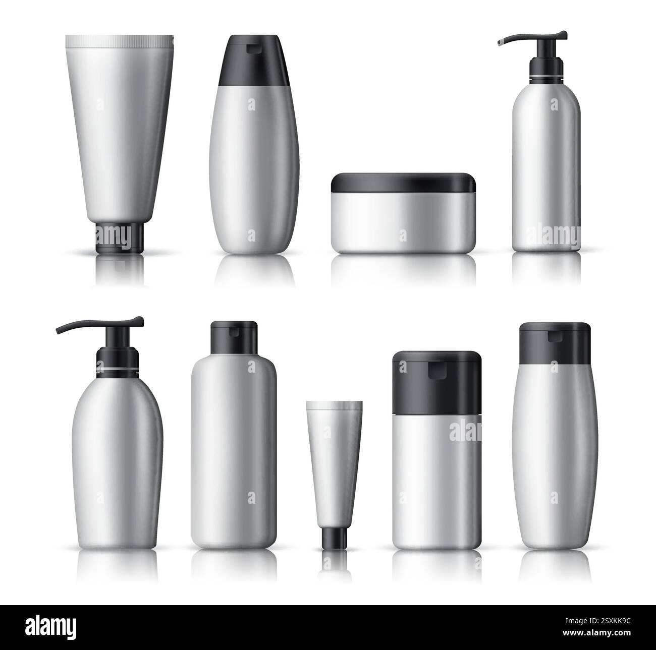 Cosmetic mock up bottle vector set. Mock up set of realistic cosmetic ...