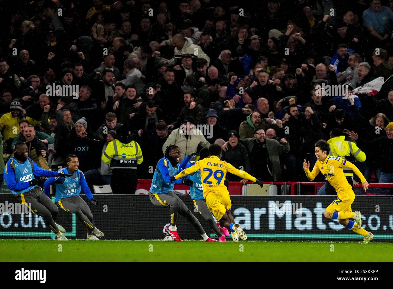 SHEFFIELD, ENGLAND - FEBRUARY 24: Ao Tanaka of Leeds United celebrates ...