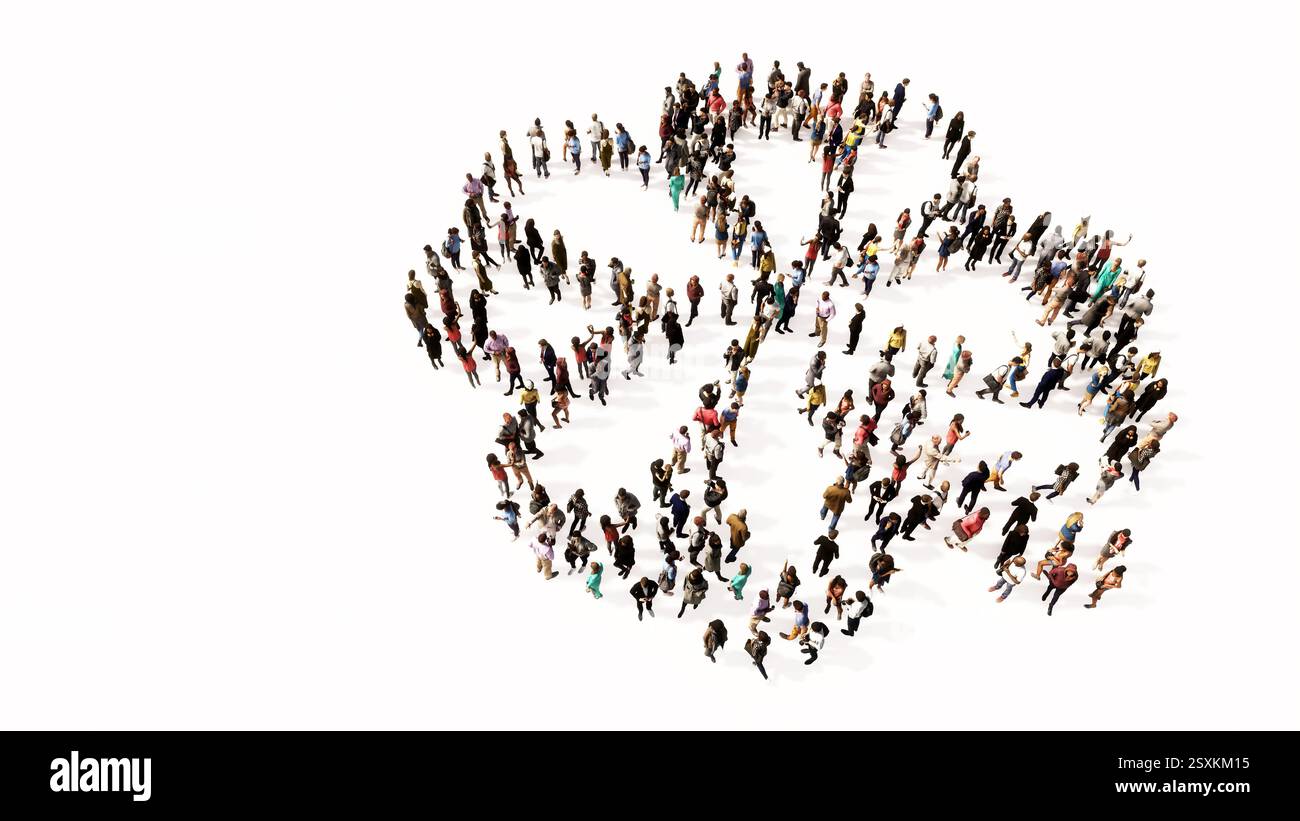 Concept or conceptual large gathering of people forming an image of a ...