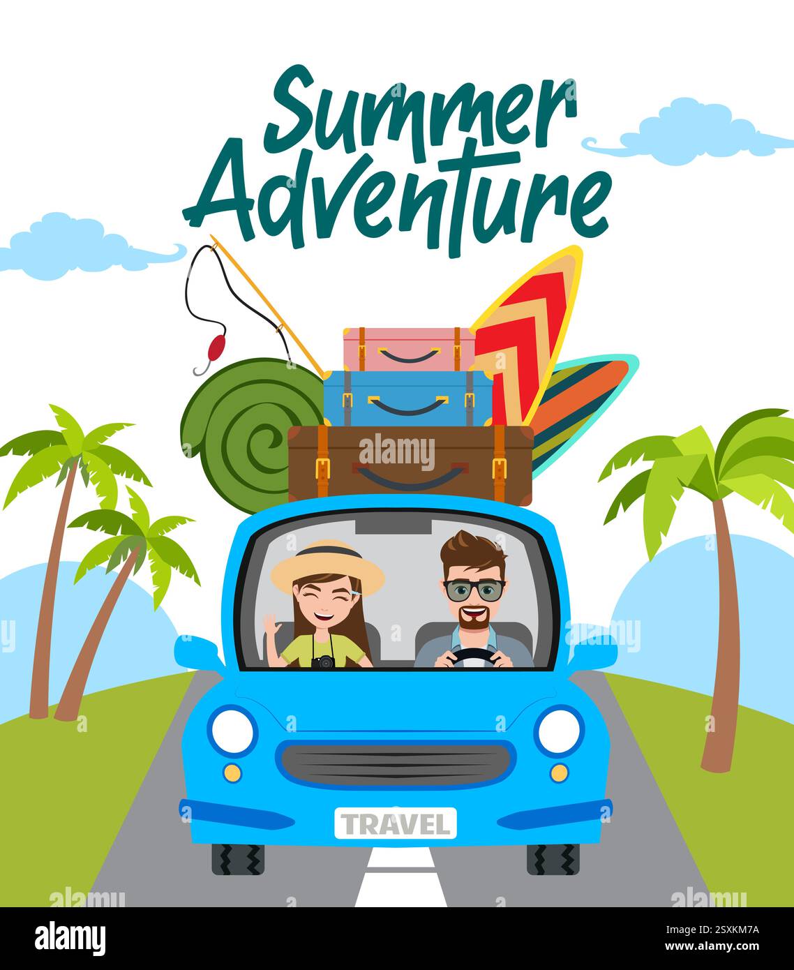 Summer adventure vector concept design. Summer adventure text with ...