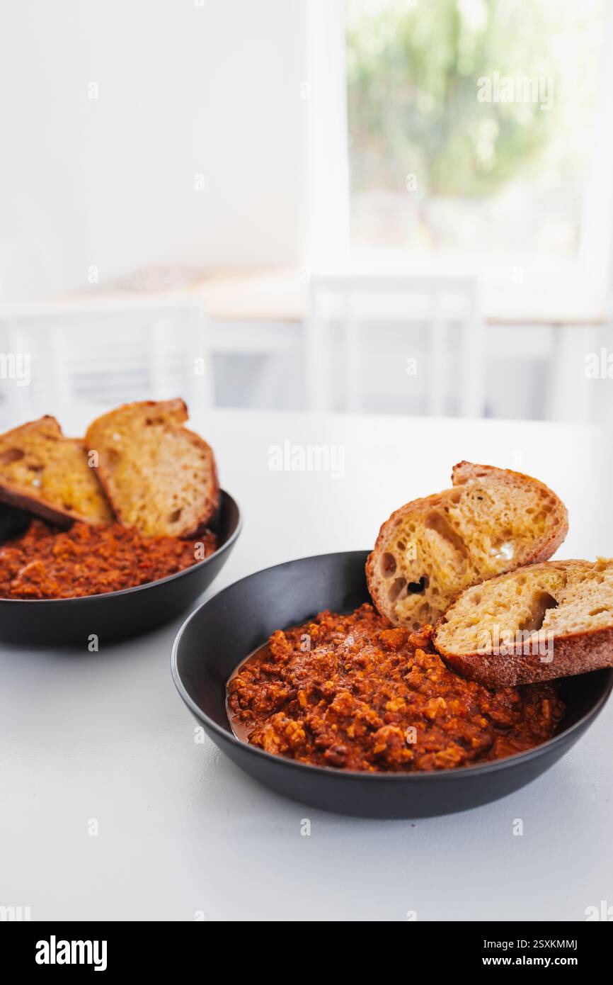 lentil tempeh ragout with toasted bread slices, healthy food recipes ...