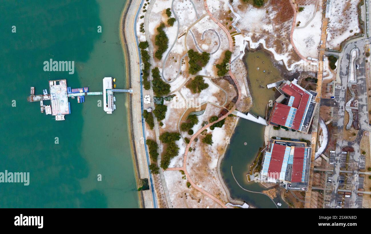 Aerial photo shows the snow scenery in Qingdao City, east China's ...