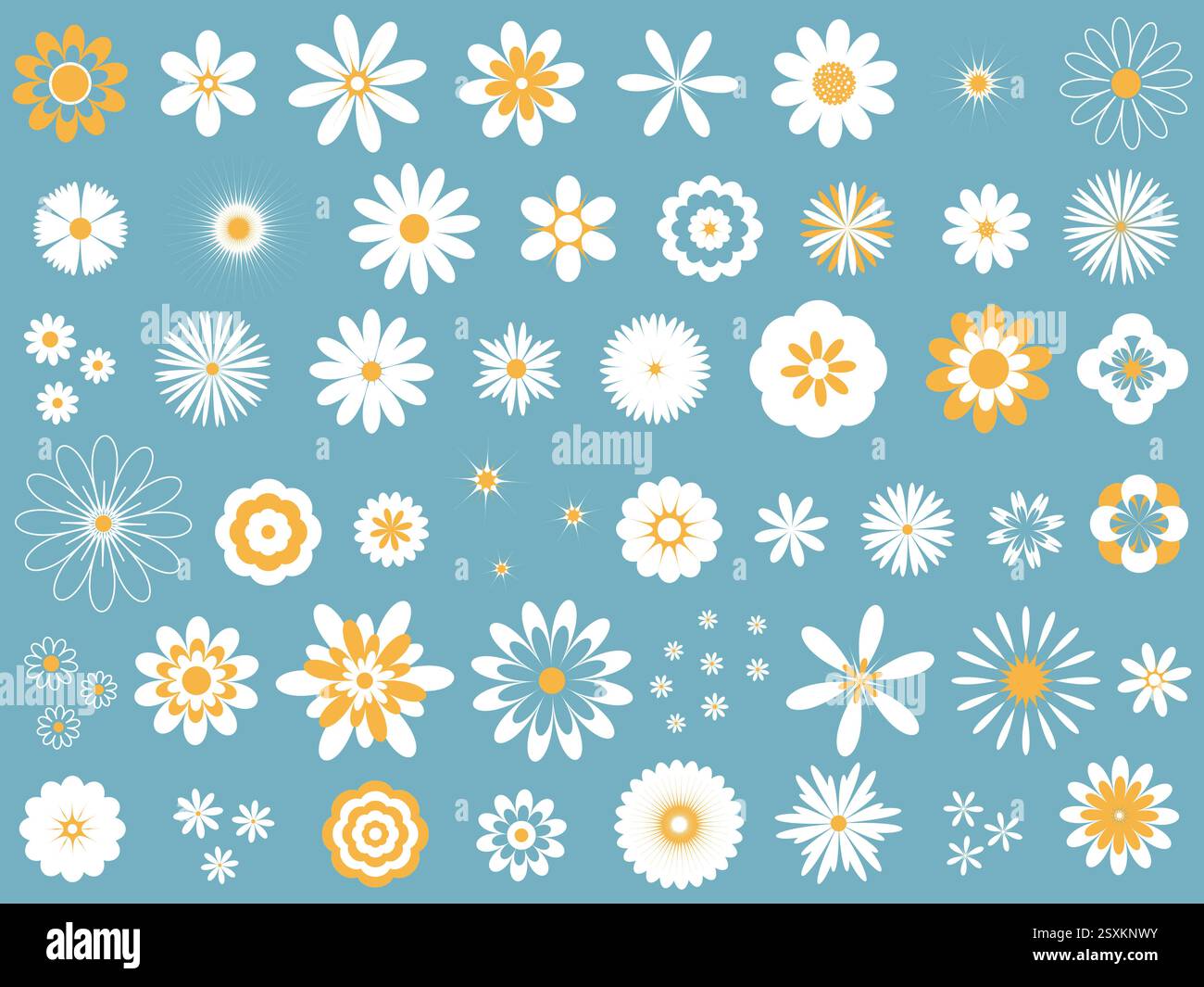 Wild flowers spring summer collection. Simple variation of field and ...