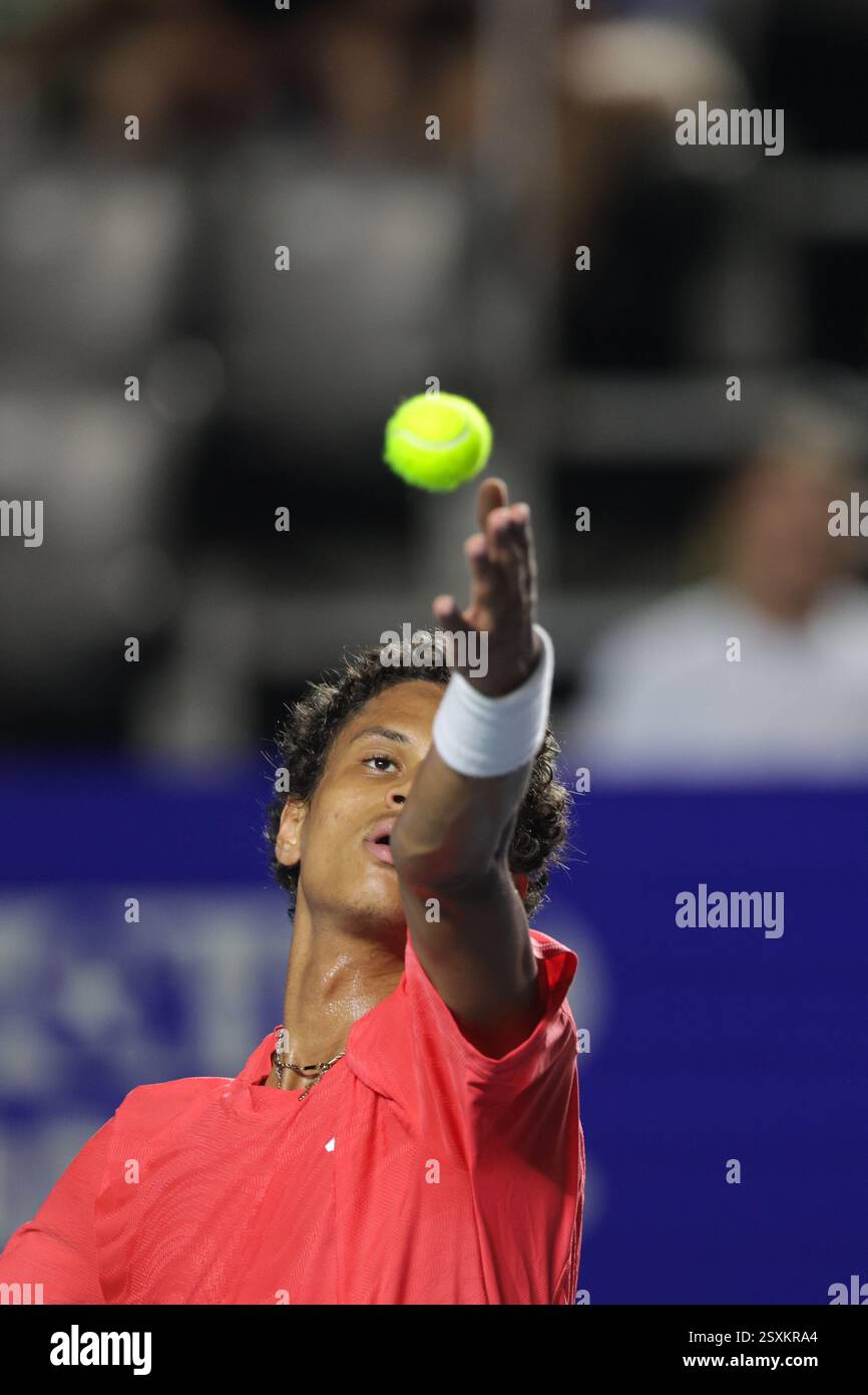 Acapulco, Mexico. 24th Feb, 2025. Gabriel Diallo of Canada serves ...