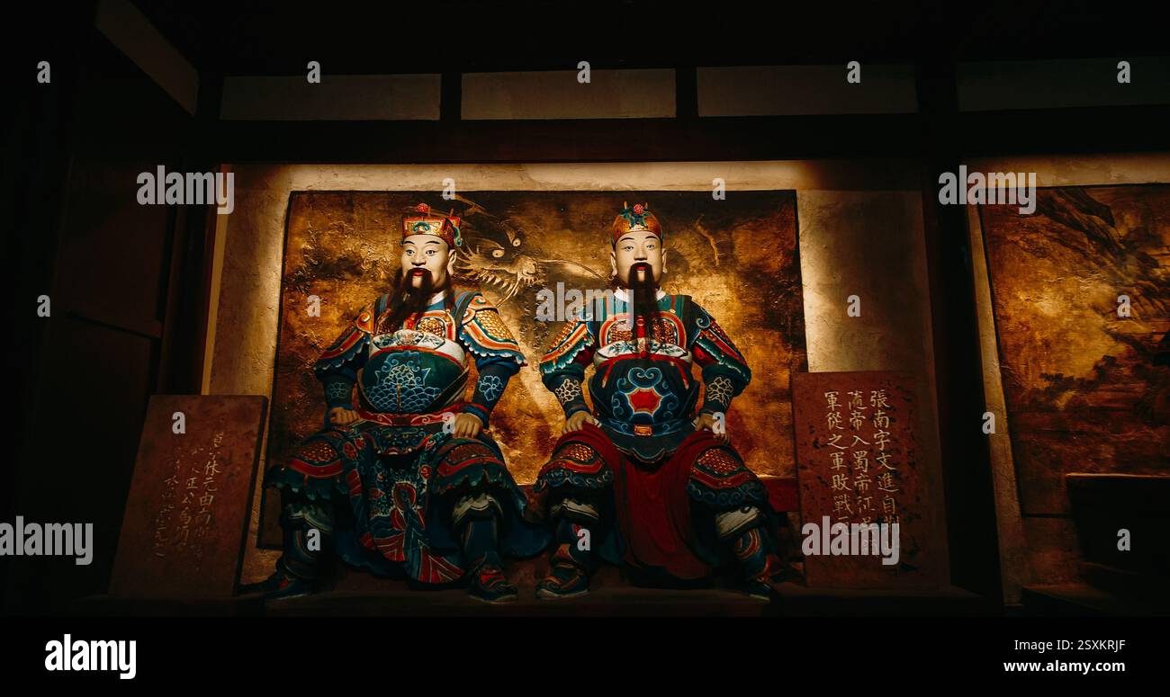 Chengdu, Sichuan, China. Wuhou Memorial Temple. Statues Of Emperors ...